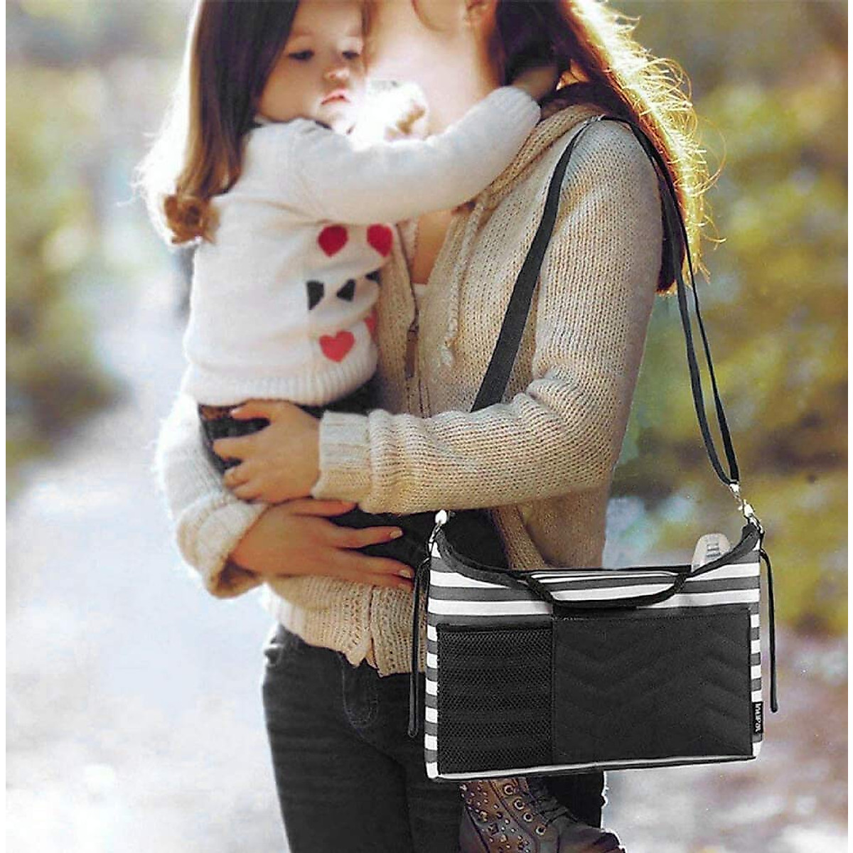 Baby Stroller Organizer Bag for Mom also Converts to a Stylish Shoulder Bag | BONUS Changing Pad | TWO Cup Holders | Mesh Pocket for iPhones, iPads, and Secret Compartment for your Wallets and Keys