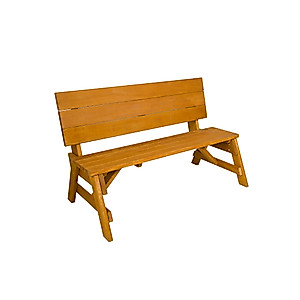 Amish Casual 2-in-1 Heavy-Duty 800 Lb Convertible Picnic Table Bench (Cedar Stain)