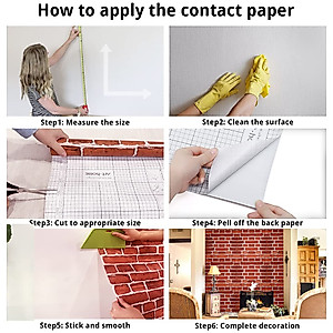 Arthome 17''x120'' Peel and Stick Brick Wallpaper Self Adhesive Contact Paper Waterproof Vinyl Film Wall Paper for Room,Fireplace,Stair and Christmas Holiday Decoration(Red)