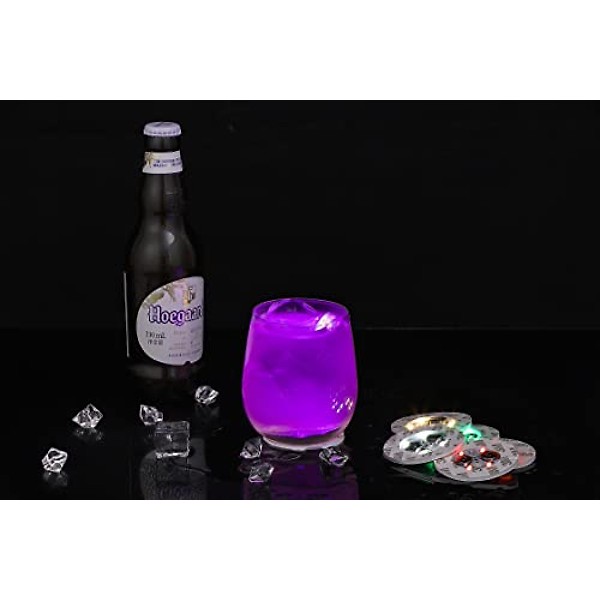 HANCIRCLE LED Coaster White,12 Pack Light Up Coasters,LED Sticker Lights,Wine Bottle Lights,for Drinks,Bar Accessories,Party,Wedding