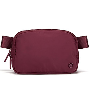 Pander Two Way Zipper Fanny Pack Nylon Everywhere Belt Bag for Women, Water Repellent Waist Packs, Crossbody Bags with Adjustable Strap (Red Merlot).