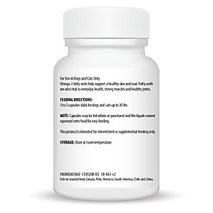 Ceva Derma-3 Softgels, Omega-3 Fatty Acid & Vitamin Supplement for Small Dogs & Cats (60 Count)