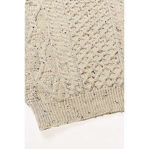 Aran Crafts Irish Soft Cable Knitted Wool Crew Neck Unisex Sweater (C1347-LARGE-FLK)