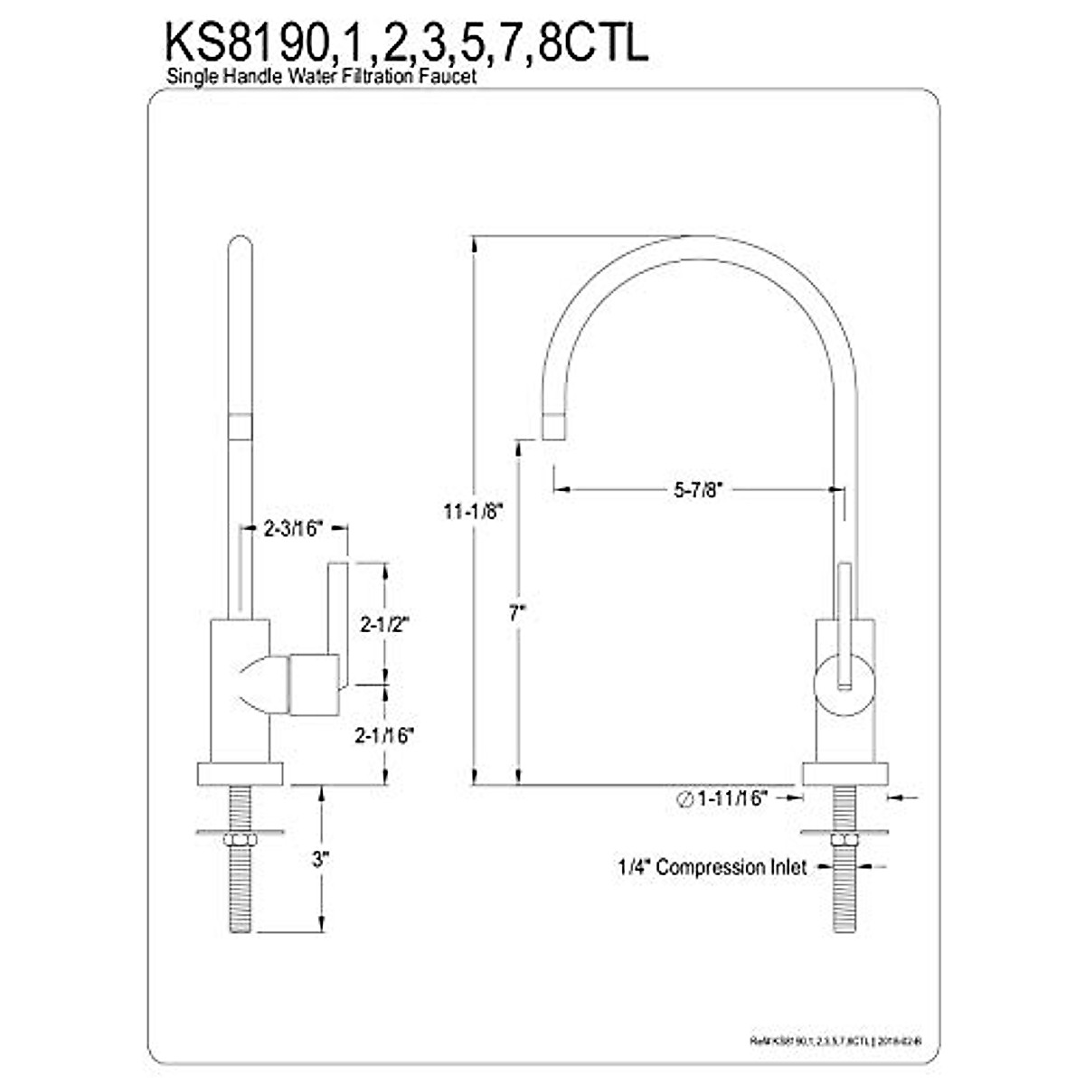 KINGSTON BRASS KS8198CTL Continental Water Filtration Faucet, Brushed Nickel