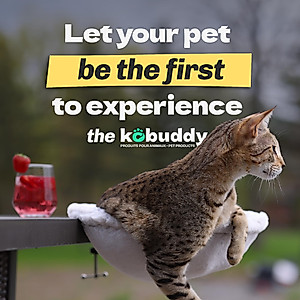 KOBUDDY | Cat Desk Bed - Soft Faux Fur Fabric, Steel Frame - Adjustable, Cat Shelf Bed for Indoor Cats - Perfect Cat Hammock for Your Desk – Supports up to 50lbs - Unique and Modern cat Furniture