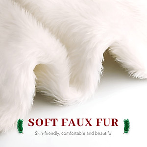 Funux Faux Fur Christmas Tree Skirt - 48 inch Plush White Luxury Skirt for Xmas Tree Holiday Decorations