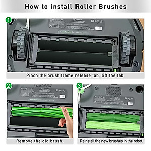 Abnaok 2 Set Replacement Rubber Roller Brushes Compatible for iRobot Roomba e i and j Series i3 i3+ i6+ i7 i7+ i8+ Plus E5 E6 E7 j7 (7150) j7+ (7550) Vacuum Cleaner Accessories