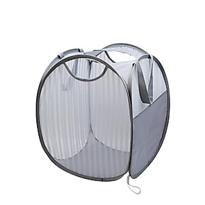 HONOMA Solidly Handy Laundry Mesh Popup Hamper,Foldable Lightweight Pop up Basket for Washing,Durable Clothing Clothes Storage for Kids Room,Students College Dorm,Home,Travel & Camping(Grey 16" H)