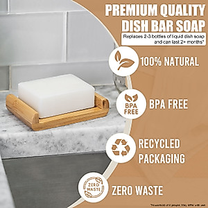Tieralia Handcrafted Dish Bar Soap - Plant-Based, Zero Waste, Vegan Soap, Unscented Soap, Dish Soap - 5.64oz (Dish Bar and Tray)
