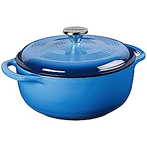 Lodge EC4D33 Enameled Cast Iron Dutch Oven, 4.5-Quart, Caribbean Blue & Enameled Cast Iron & Ceramic Stoneware Care Kit