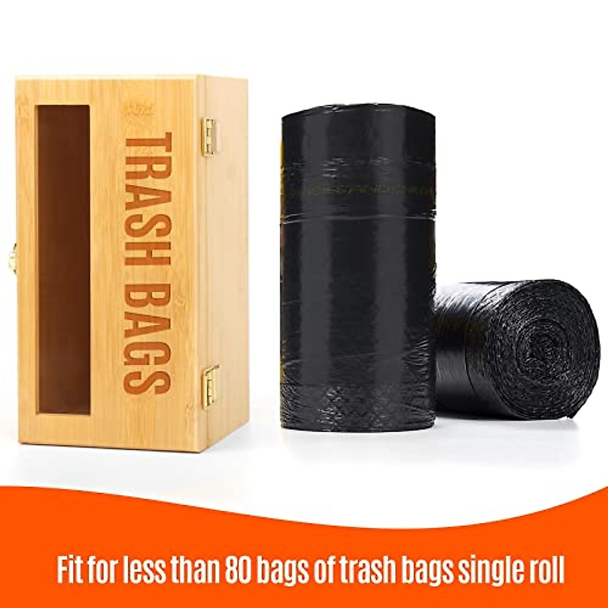 Libreshine Garbage Bag Dispenser Roll Holder, Kitchen Trash Bag Dispenser Wall Mount, Bamboo Trash Bag Organizer Under Sink (Standard)