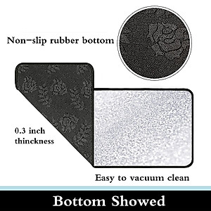 TsyTma Silver Glitter Bling Kitchen Rug Non-Slip Decor Absorbent Kitchen Floor Mat Bathroom Rug Waterproof Runner Rug 39"x20"