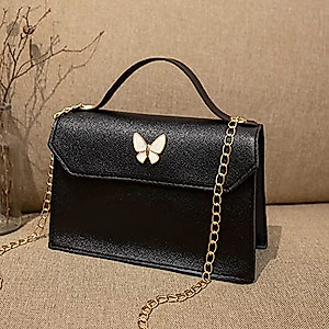 HPWRIU Mens Leather Fashion Women Artificial Leather Solid Color Bow Tie Hasp Phone Bag Shoulder Bag Organized Satchel