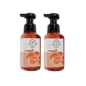 Bath and Body Works 2 Pack Aromatherapy Energy Orange Ginger Gentle Foaming Hand Soap 8.75 Ounce Dark Brown Bottle with Orange Band