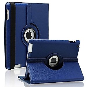 Newraturner Case for iPad 2/3/4 Case - 360 Degree Rotating Stand Smart Case Protective Cover with Auto Wake Up/Sleep Feature for Apple iPad 4, iPad 3 & iPad 2(Navy)