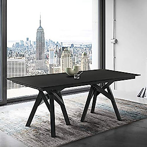 Armen Living Cortina 79" Mid-Century Modern Black Wood Dining Table Legs