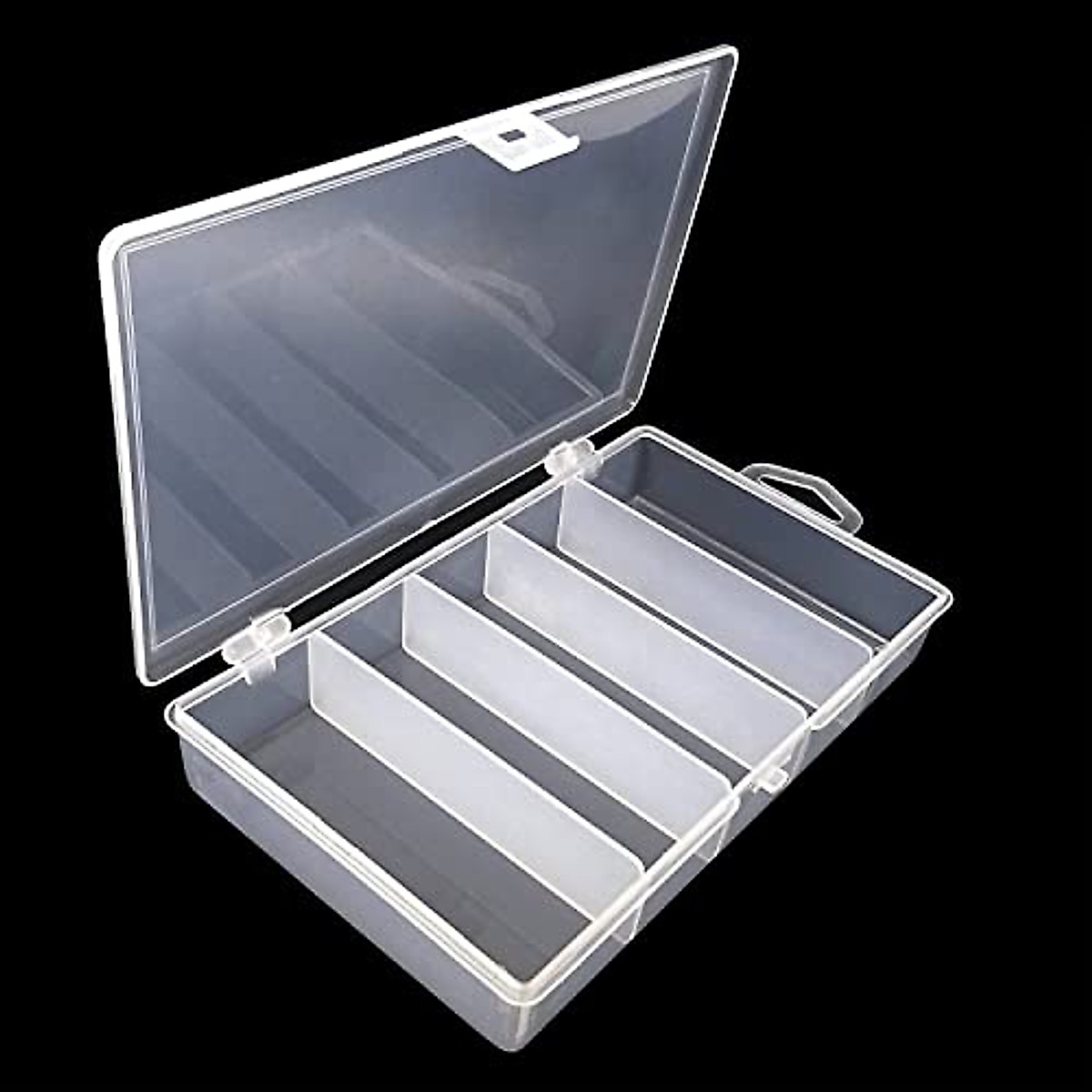 Honbay Clear Visible Plastic Fishing Tackle Accessory Box Fishing Lure Bait Hooks Storage Box Case Container Jewelry Making Findings Organizer Box Storage Container Case (M:7"x4.3"x1.2")