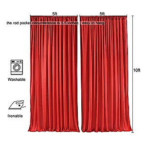 10x10 Red Backdrop Curtain for Parties Wedding Wrinkle Free Red Photo Curtains Backdrop Drapes Fabric Decoration for Birthday Party Baby Shower Christmas 5ft x 10ft,2 Panels