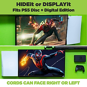 HIDEit Mounts - Wall Mount & Controller Bundle for PS5 - Includes Steel Wall Mount & Rubber Dipped Controller Holder - Patented Wall Mount for PlayStation 5 Disc & Digital - Not PS5 Slim Compatible