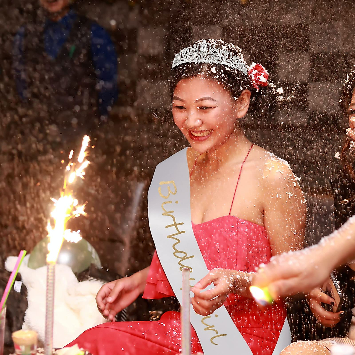 CIEHER Crown and Sash, White Sash Blank Satin Sash Prom Crown Custom Sash Court Sash Mommy to Be Sash Birthday Sash Bride to Be Sash Bachelorette Sash and Crown Graduation Sash Make Your Own