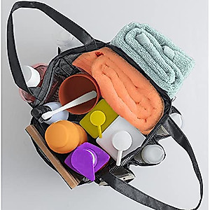 Venupple Mesh Shower Caddy with 8 Pockets, Dorm Shower Caddy Large Capacity, Bathroom Caddy Organizer, Black