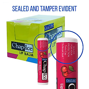 Chap-Ice® | Premium and Traditional Lip Balm for Chapped, Dry, or Windburned Lips | 3 Flavor Assorted (SPF-15) - Cherry, Moisture & Watermelon - 24 Sticks (0.15oz/4.25g)