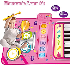 Toys for 1 Year Old Girl Gifts,2 in 1 Piano Mat Montessori Toys for 1 2 Year Old Girl,Educational Musical Toy First Birthday Gifts for 1 2 3 Year Old Girls,Christmas Stocking Stuffers for Toddler Girl