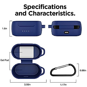 Alquar Soft Silicone Case for Skullcandy Sesh & Sesh Evo, Anti-Lost & Shockproof Easy Carrying Protective Case with Keychain, Skullcandy Sesh Evo Earbuds Case Cover, Front LED Visible(Blue)