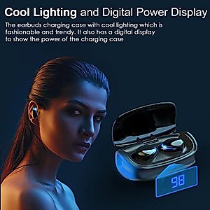 MCGOR Wireless Earbuds, Bluetooth Earbuds with Charging Case, 25H Playtime, Touch Control, Digital Display, Fast Pair, Stereo Earbuds Wireless Bluetooth with Microphone for All Bluetooth Device