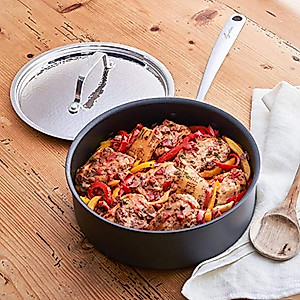 Lagostina Nera Hard Anodized Nonstick 12-Piece Cookware Set with Hammered Stainless Steel Lids, Dishwasher Safe,Grey