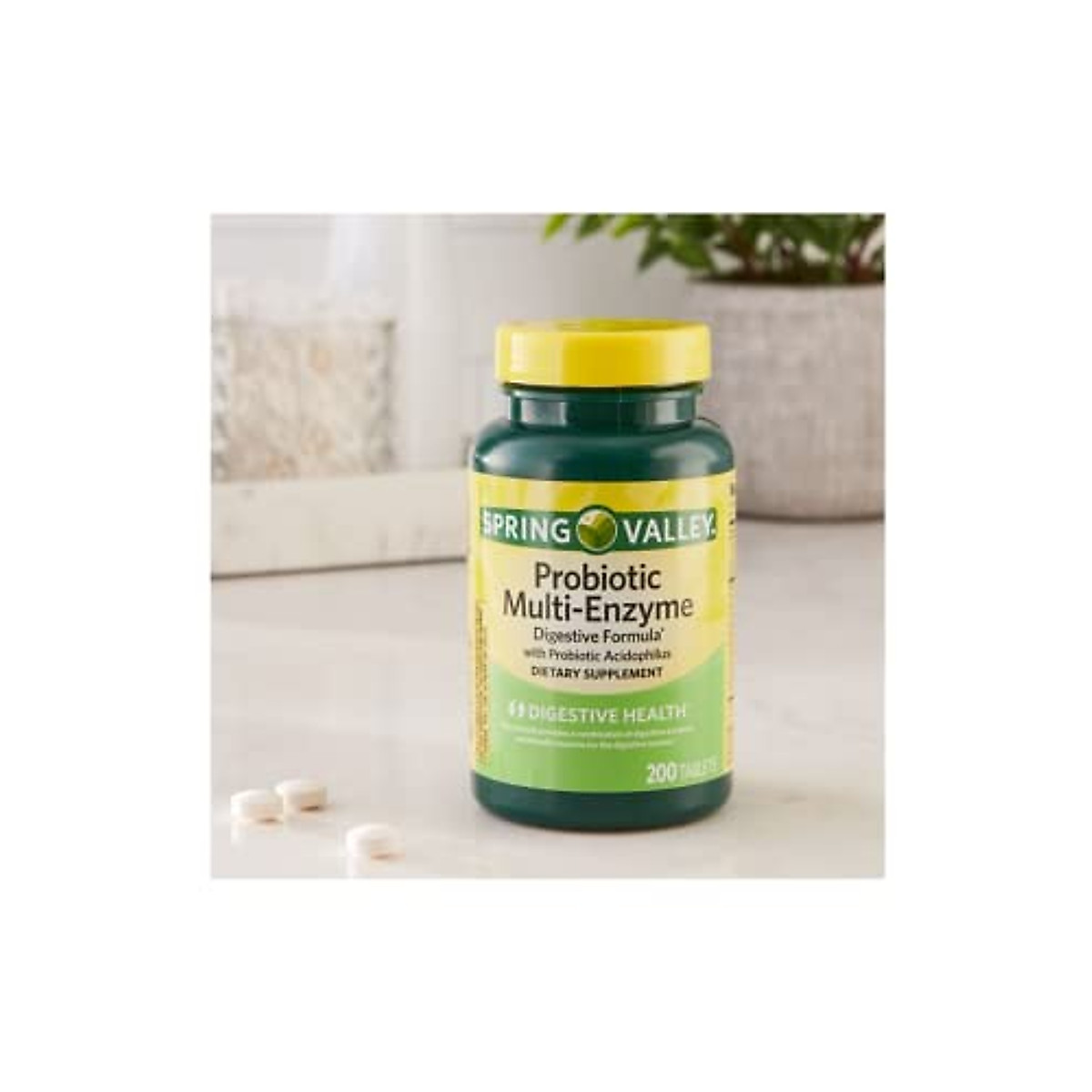 Spring Valley Multi-Enzyme Probiotic 200 Tablets + STS Fridge Magnet.