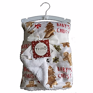 Thro Micromink Decorative Christmas Baby Throw Blanket, 30" x 40" (Ginny Gingerbread Man)