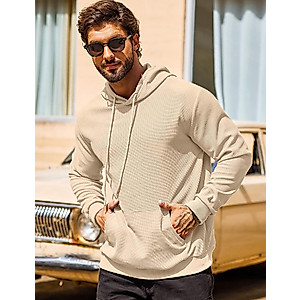 COOFANDY Men's Casual Hoodie Hipster Tactical Sweatshirt Athletic Pullover Hooded Sweatshirt Khaki