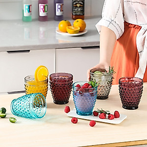 EVEREST GLOBAL Hobnail Old Fashion Iced Beverage Tumblers 10 oz. set of 6 Drinking Glasses for Water Wine Soda Whiskey Juice Milk Beer Iced-tea for Dinner Parties Bars Restaurants