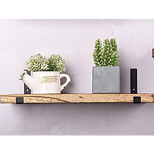 HXSWY Rustic Wood Floating Shelves for Wall Farmhouse Wooden Wall Shelf for Bathroom Kitchen Bedroom Living Room Set of 4 Light Brown