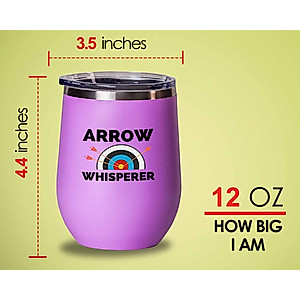 Archery Pink Wine Tumbler 12oz - Arrow Whisperer - Archery Trainer Bowfishing Deer Shooting Target Shot