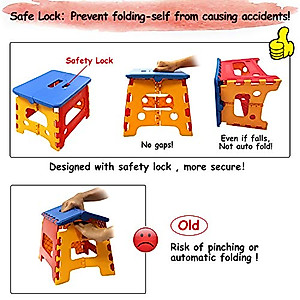 Kids Folding Step Stool for Toddlers Bathroom Sink – Safety Lock to Stable（1 Pack = Red+Blue）