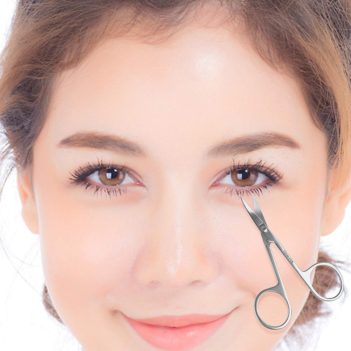 Facial Hair Small Grooming Scissors for Men Women-Curved and Rounded Nose Hair, Eyebrow, Mustache, Eyelashes, Beard Trimming Scissors Kit-Safety Blunt Tip Baby Nail Scissors with Eyebrow Tweezers Set