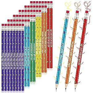 Gersoniel 48 Pieces Fruit Scent Inspirational Pencils Student Colorful Fruit Pencils Kids Motivational Graphite Pencil Cylinder Wood Pencil Colored Pencils with Eraser Gift for School Supply Vivid