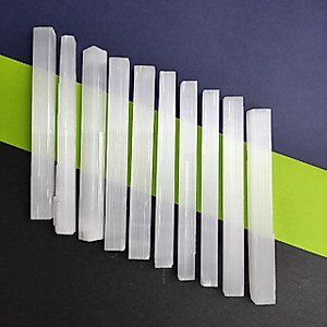 GEMSHOPE A-Grade 4 Inch Selenite Sticks Wands Set (10 pcs) for Crystal Healing, Reiki, Protection, Chakra，Decoration (White, 4 inch)