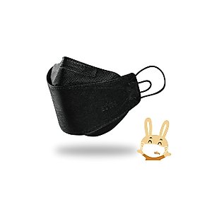 BOTN Child fit 10Pcs KF94 Protective and Safety Face Mask, 4-Layer Filter and 3D Design, Adjustable Strap and Made in Korea (Black, Small)