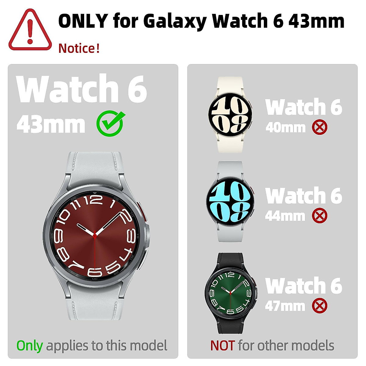SPGUARD [4 Pack] for Samsung Galaxy Watch 6 Classic 43mm Screen Protector,Tempered Glass Protective Film Cover Accessories for Galaxy Watch 6 Classic 43mm (NOT for Other Models)