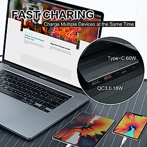 JJN 18V 100W Portable Solar Panel Foldable Solar Panels Bulit-in Charge Controller Mono. Solar Charger with PD 60W USB/Type-C/DC/QC 3.0 for Portable Power Station Outdoor Camping Van RV Trip