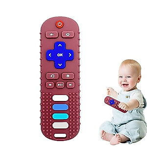 Silicone Baby Teething Toys, Teething Toys for Babies 3 6 18 24 Months, Baby Silicone Chew Toys,Remote Control Shape Teething Toys,BPA Free (Burgundy)