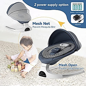 Fijinhom Baby Swing for Infant Newborn Bluetooth 5 Motions Lightweight Electronic Bouncer Portable with Remote Control