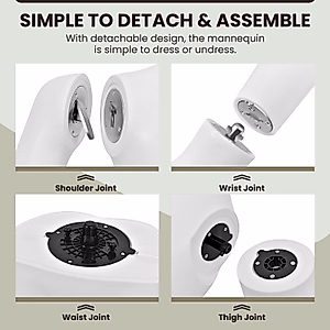 GOFLAME Female Mannequin Full Body, 69 Inches Realistic Mannequin Torso with Adjustable Postures & Detachable Body Parts, Sturdy Metal Base, Dress Model for Window Display, Exhibition, Drawing Office