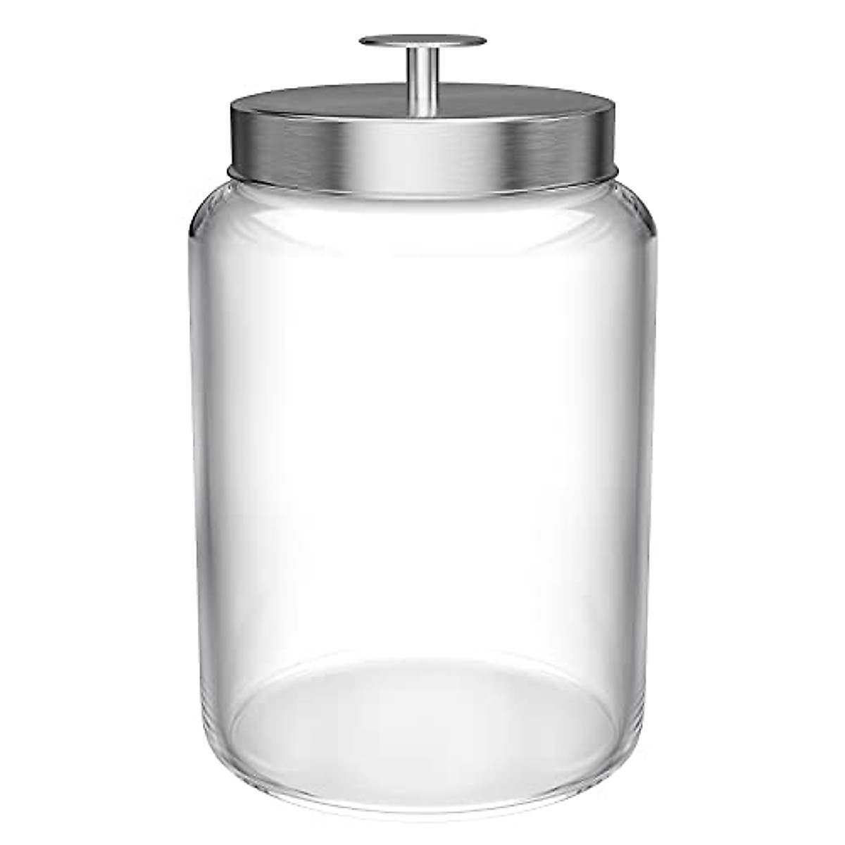 KooK Glass Large Kitchen Canister Set, Food Storage Containers, Bathroom Jars, Airtight Lids, 3.7 Liters.98 gallons, Set of 2 (Stainless Steel)