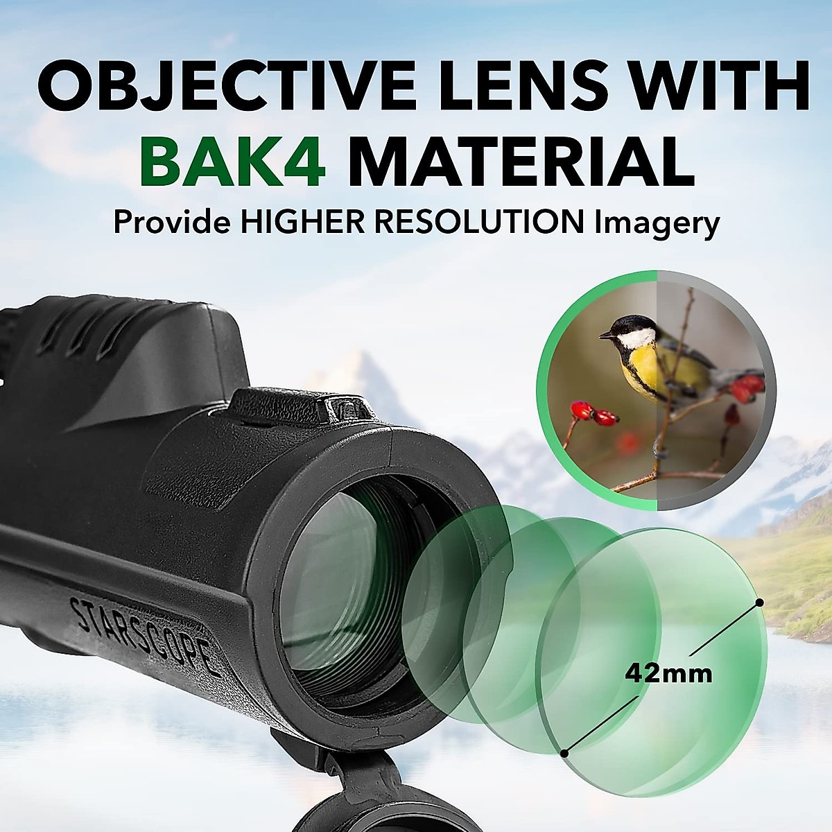 STARSCOPE Monocular G3 - Long-Range 10x42 High Powered Monocular for Bird Watching, Hunting, Sports, and More | Small Monocular for Adults with BAK4 Prism and Wide Field of View