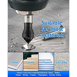 Countersink Drill Bit, TiAlN Coatied M35 Cobalt Steel Bit, 82 Degree Point Angle, 3/8" Round Shank, 1/2" Body Diameter for Hard Metal Wood Plastic Glass Deburring Chamfer Tool (82 Degree)