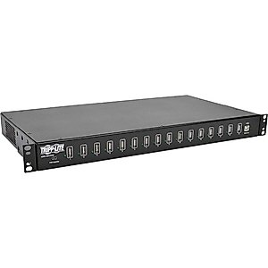 TRIPP LITE 16-Port USB Sync Charging Hub Station Tablet Smartphone iPad/iPhone Rackmount TAA (U280-016-RM), Black